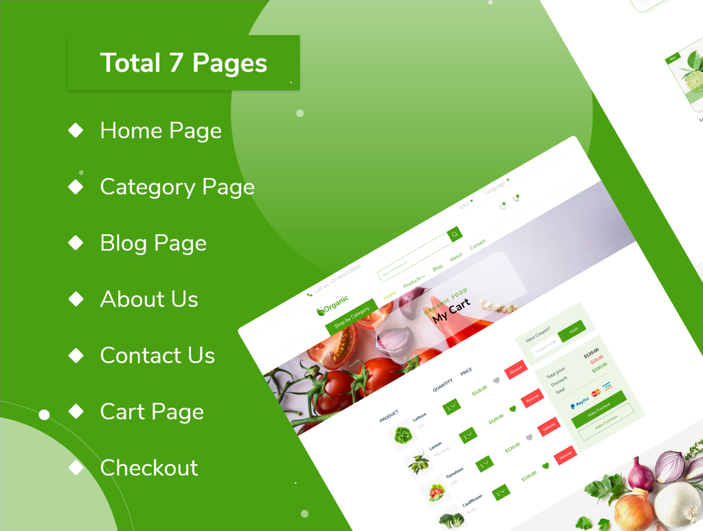 Organic Food Web UI Kit – Professional Template Kits, built for you