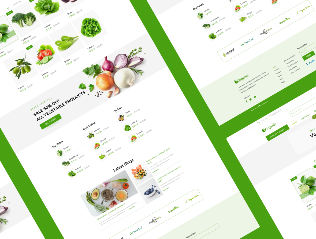 Organic Food Web UI Kit – Professional Template Kits, built for you