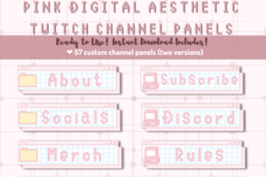 Pink Digital Aesthetic Twitch Panels – Professional Template Kits ...