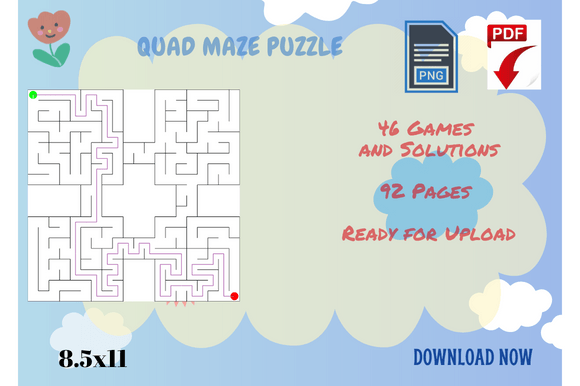 Quad Mazes 46 Puzzles & Solutions – Professional Template Kits, built ...