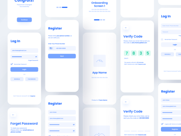 Virefram – A Mid-fidelity App Wireframe UI Kit – Login & Signup Process – Professional Template ...