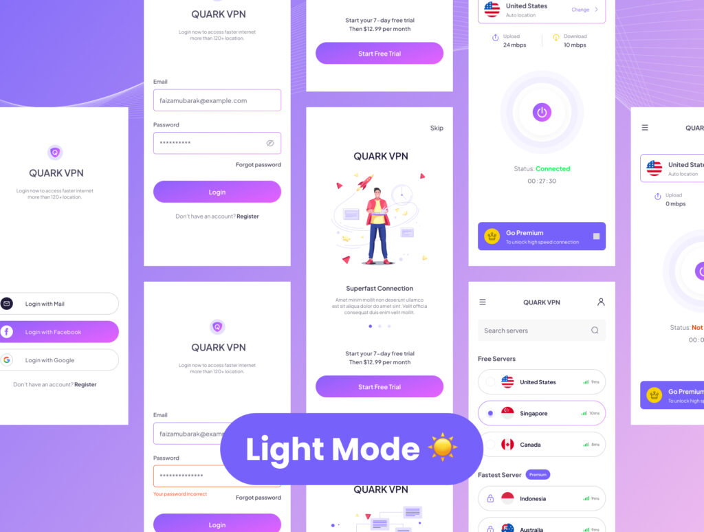 VPN Mobile App UI KIT – Professional Template Kits, built for you
